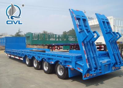 China 4 Axles Flatbed Manual Semi Trailer Trucks with Four Double Air Chamber for sale
