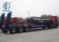 China HOWO 3 Axles Semi Trailer Trucks , Flat Low Bed Trailer 30 Ton for sale