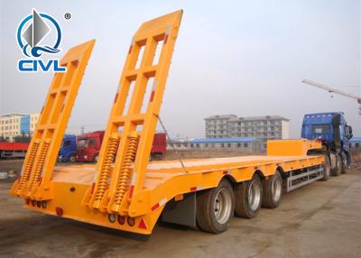 China Yellow 3 Axles Low Bed Semi Trailer Trucks / 20T 30T Manual side tipper Truck Trailer Howo for sale