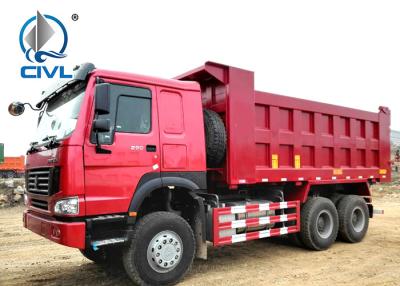 China new Howo 371 Hp Tipper Truck Euro2 Heavy Duty Dump Truck HW76 Cabin engine euroII Red color for sale