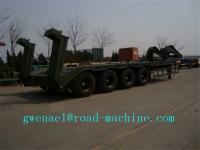 China 3 Axles Manual Semi Trailer Trucks Low Bed Two Single Cargo Truck New Condition for sale