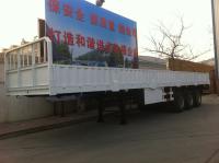 China 3 AXLES Semi Trailer Trucks High Column Black Cargo Truck Trailer Two Single for sale