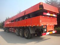 China 3 AXLES Semi Trailer Trucks High Column Black Cargo Truck Trailer Two Single for sale