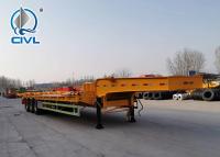 China Red HOWO 2 Axles Semi Trailer Trucks Flat Low Bed Trailer 30 Ton for sale