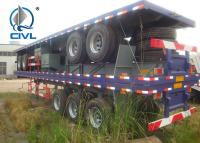 China 3 Axles 40 Feet Mechanical Equipment Hydraulic Flatbed Semi Trailer Polyurethane Paint for sale