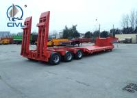 China 3 Axles 60T Lowbed Truck Semi Trailer Trucks With Ladder / Ramp for sale