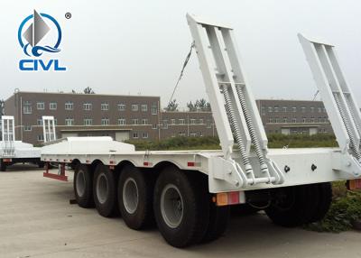 China Q345 Material 4 Axles Low Bed Semi Trailer Trucks With 12.00R20 Model Tire For 50T Load Capacity With 3.5 Inch King Pin for sale