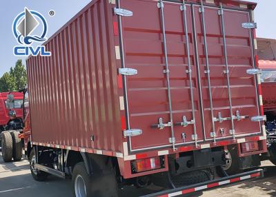 China Professional Euro II Cummins Engine Red Light Duty Box Truck New Light Box Cargo Truck for sale