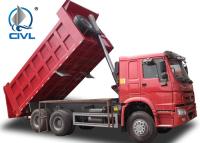 China Red Color LHD 6X4 Tipper Dump Truck Euro 2 336HP Engine HYVA Front Lifting for sale