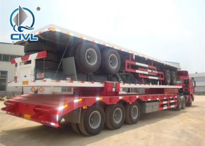 China Q345 Material Flat Bed Semi Trailer Truck For 20 Or 40 Feet Container Carrying for sale