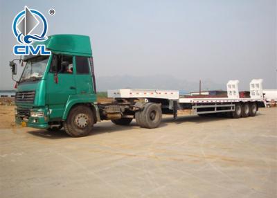 China 3 Axle Flatbed Semi Trailer With 28T Single Speed Leg  And Guangdong Fuwa Brand Axles Demission Is 12400X2450X1280mm for sale