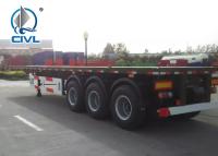 China 3 Axle Flatbed Semi Trailer With 28T Single Speed Leg  And Guangdong Fuwa Brand Axles Demission Is 12400X2450X1280mm for sale