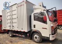 China HOWO brand Box Light Duty Commercial Trucks Wheelbase 3360 Steering Wheel,Total weight 4330kg, white color for sale