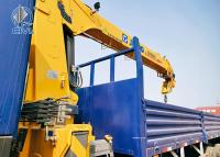 China HOWO 6X4 Sidewall Cargo Truck Mounted Crane Blue Colour With 10 Tons Straight Boom for sale