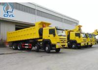 China 3 Axle U - Shape Van Type Heavy Duty Dump Truck / Hydraulic Rear Dump Truck for sale