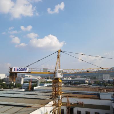 China 380V / 50Hz / 3 Phase Power Supply SINOCORP 10T Tower Crane In Yellow / Green Color for sale