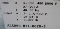China Acs800-u31-0020-5 new original ,max is 75kW, Icont.max is 120A, AC Drive NEMA 1, 3-Phase 380-500V, 20HP. for sale