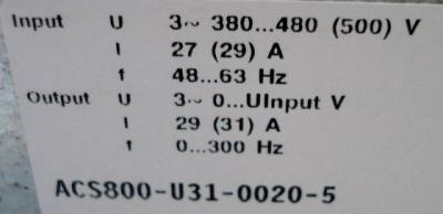 China Acs800-u31-0020-5 new original ,max is 75kW, Icont.max is 120A, AC Drive NEMA 1, 3-Phase 380-500V, 20HP. for sale