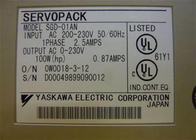 China Yaskawa SGD-01AN AC Servo Drives Servopack 100 WATT 1PHASE OUTPUT 0-230 VAC for sale