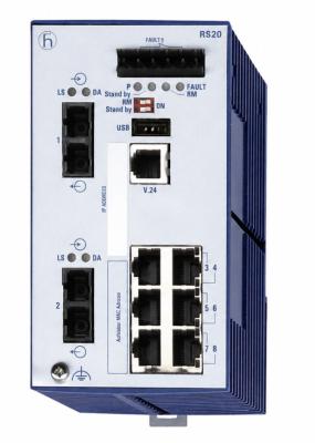 China Hirschmann RS20-0800S2S2SDAEHC Rugged Industrial Managed Switch with Fiber Uplinks for Automation Networks for sale