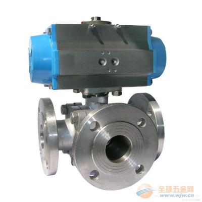 China Small Three-Way Ball Power Station Valve With Pneumatic Actuator for sale
