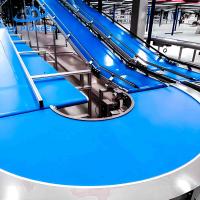 China PU Turning Belt Conveyor Packing Machine , Material Handling Conveyor Custom Length for sale