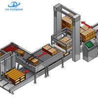 China Efficient Whole Layer Palletizer Machine For 10-20 Cases/min With 12.0KW Power And 0.6m3/h Air Consumption for sale