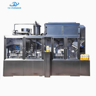 China Stainless Steel Roof Carton Filling Machine 304 316 Material For Hygienic Juice Packaging Compact 3300mm Length Space Optimized Design for sale