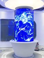 China Cylinder P3.9-7.8 LED Transparent Display with 80% Transparency and 340W/㎡ Power Consumption for sale