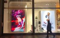 China PSE P3RGB Glass Window LED Display For Restaurant And Brand Shops for sale