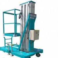 China 4-14m Hydraulic Electric Aerial Telescopic Double Mast Lift 100kg For Work Platform for sale