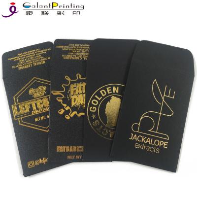 China OEM Envelope Printing Services Shatter Black Gold Oil Wax Extract Coin Envelopes 2.25 X 3.5 Inch for sale