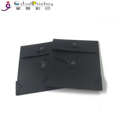 China Black Envelope Printing Services Silk - Screen Logo With Button And String for sale
