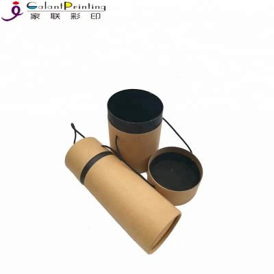 China Kraft Round Hat Custom Printed Paper Tubes With Handle For Industrial Raw Materials for sale