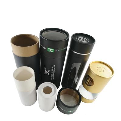 China Custom Kraft Paper Black Tube Packaging Round Gift Box For Skincare for sale