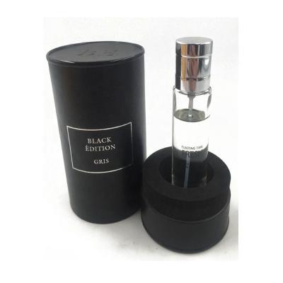 China Black Round Paper Perfume Bottle Cardboard Tube Packaging Box With EVA Insert for sale