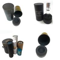 China Black Round Paper Perfume Bottle Cardboard Tube Packaging Box With EVA Insert for sale
