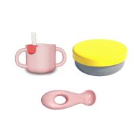 China Toddler Silicone Tableware Set Customized Logo Microwave Steamable Newborn Feeding Set for sale