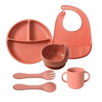 China Silicone Food Grade Infant Dinnerware Sets Baby Feeding Set Suction Kids Infant Plates And Bowls for sale