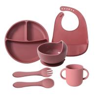 China Silicone Food Grade Infant Dinnerware Sets Baby Feeding Set Suction Kids Infant Plates And Bowls for sale