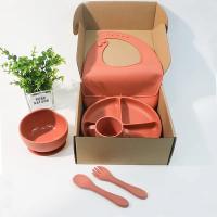 China Silicone Food Grade Infant Dinnerware Sets Baby Feeding Set Suction Kids Infant Plates And Bowls for sale