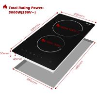 China GIONIEN 12-Inch Built-In Electric Cooktop 3000W 220V-240V with 2 Burners and 9 Power Levels for sale