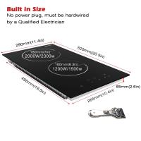 China 12 Inch 3500W Built-In Induction Cooktop with Dual Burners 220V-240V Hard Wire Installation for sale