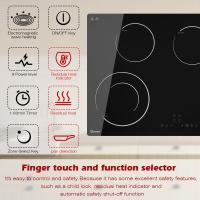 China 30-Inch 7200W Electric Ceramic Cooktop with 4 Burners, 220V Touch Control and Safety Features for sale
