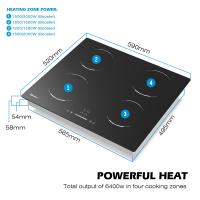 China 24 Inch 4-Burner Induction Cooktop 6400W 220V-240V Built-In Electric Cooktop with Touch Control for sale
