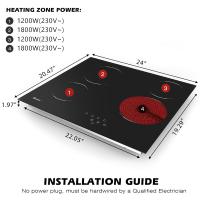 China 24-Inch 4-Burner Electric Cooktop 6000W with Frosted Glass Surface and Touch Controls for sale