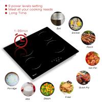 China 24-Inch 4-Burner Electric Cooktop 6000W with Frosted Glass Surface and Touch Controls for sale