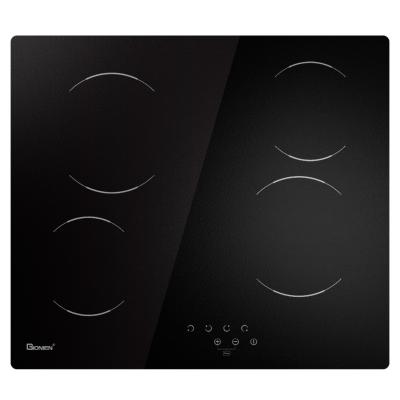 China 24-Inch 4-Burner Electric Cooktop 6000W with Frosted Glass Surface and Touch Controls for sale