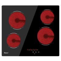 China 24-Inch 6000W Built-In Electric Cooktop with 4 Ceramic Burners - 220V-240V Touch Control for sale