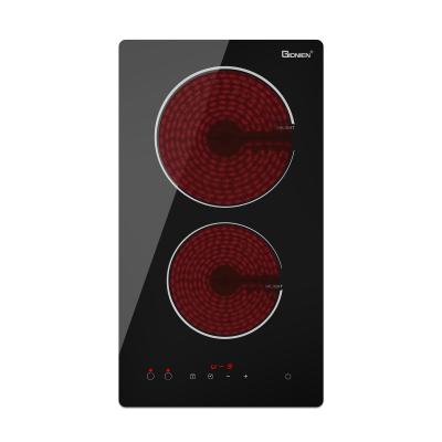 China GIONIEN 12-Inch Built-In Electric Cooktop 3000W 220V-240V with 2 Burners and 9 Power Levels for sale